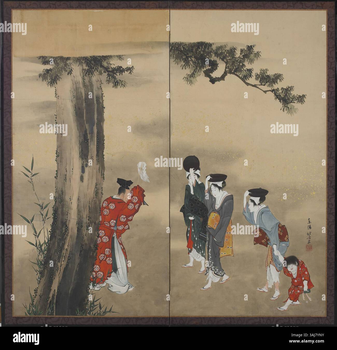 This ink, gold, and color on paper artwork by Katsushika Hokusai from ...