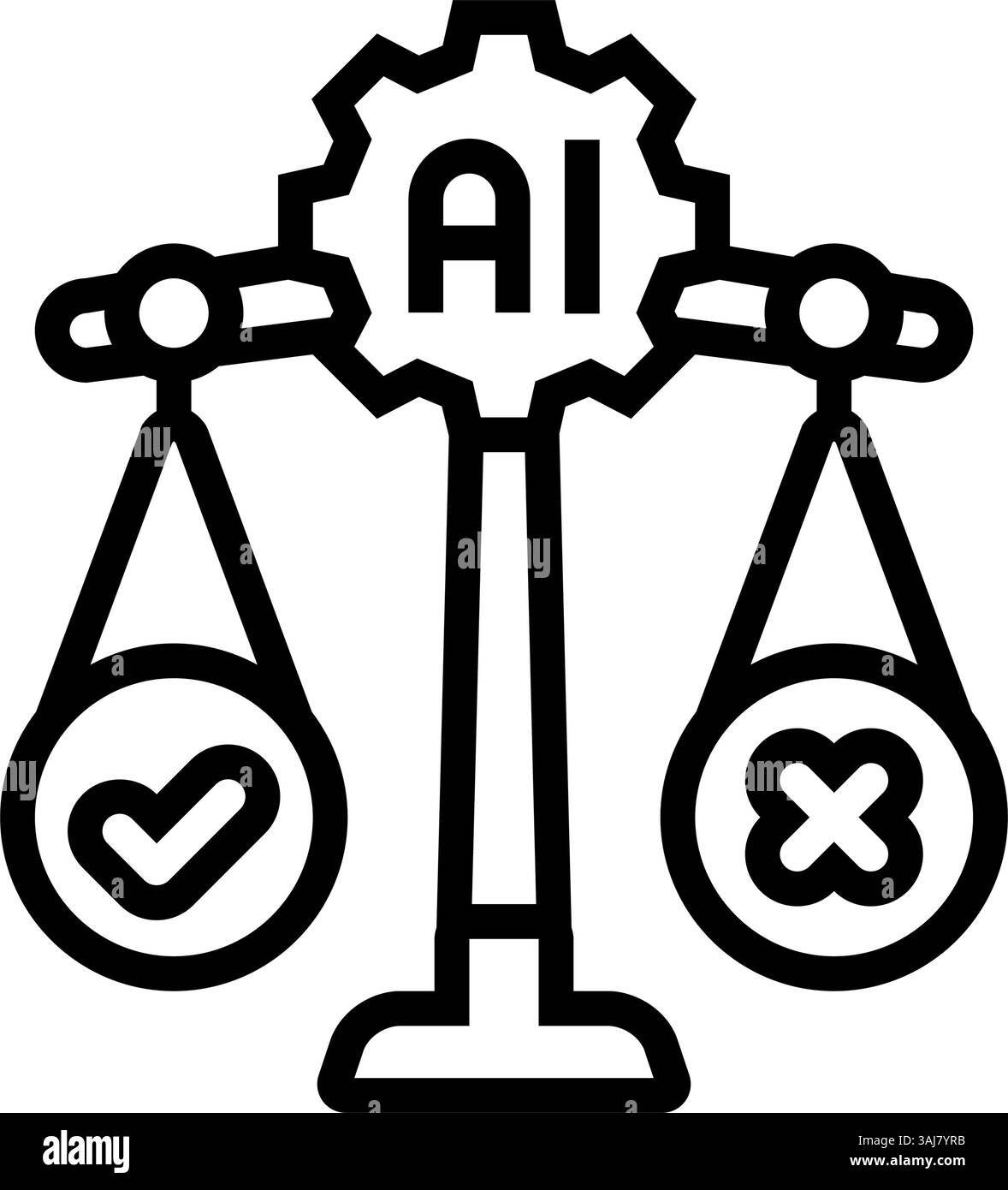 fairness scale ethical ai line icon vector illustration Stock Vector ...
