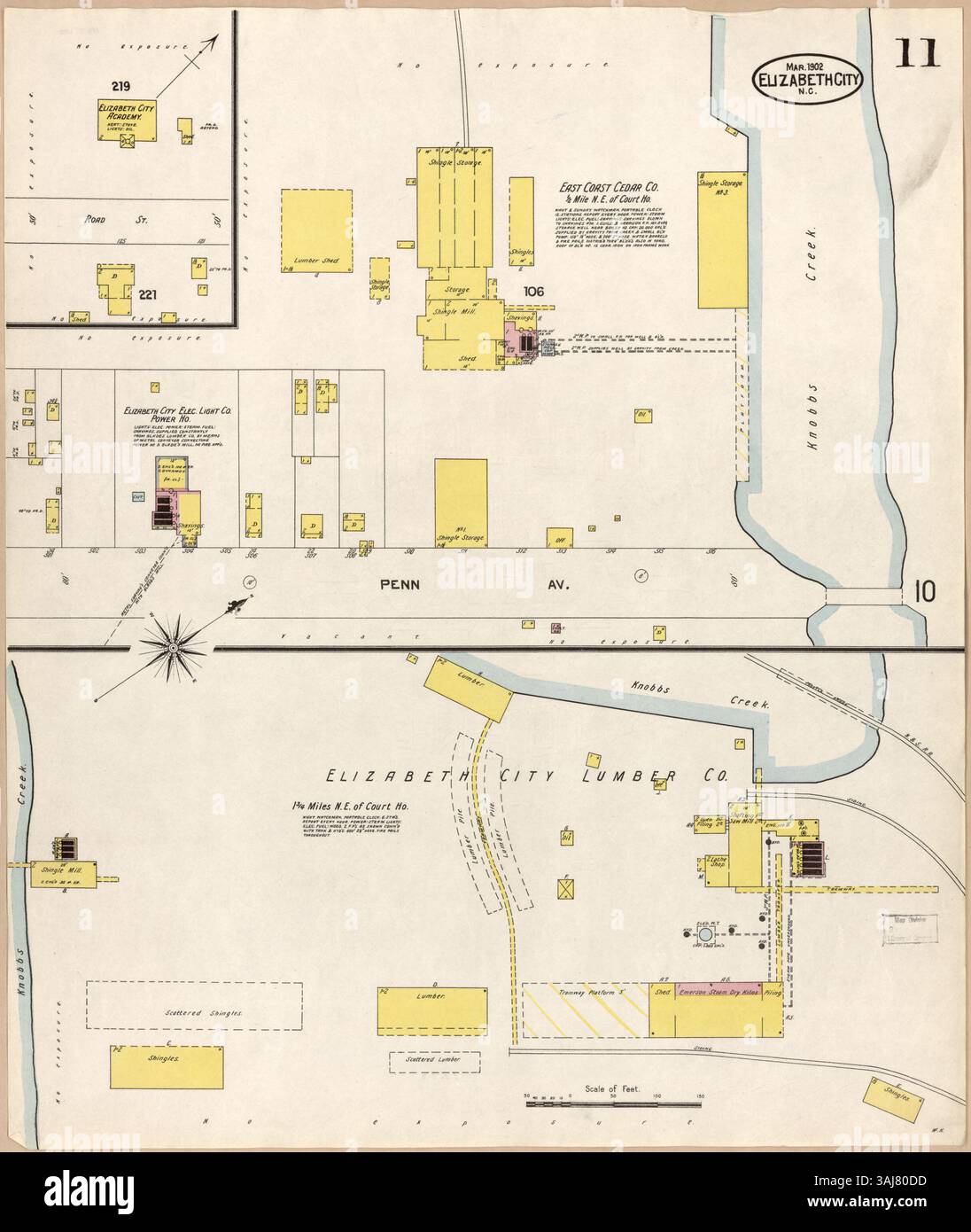 This 1902 Sanborn Fire Insurance Map of Elizabeth City, Pasquotank ...