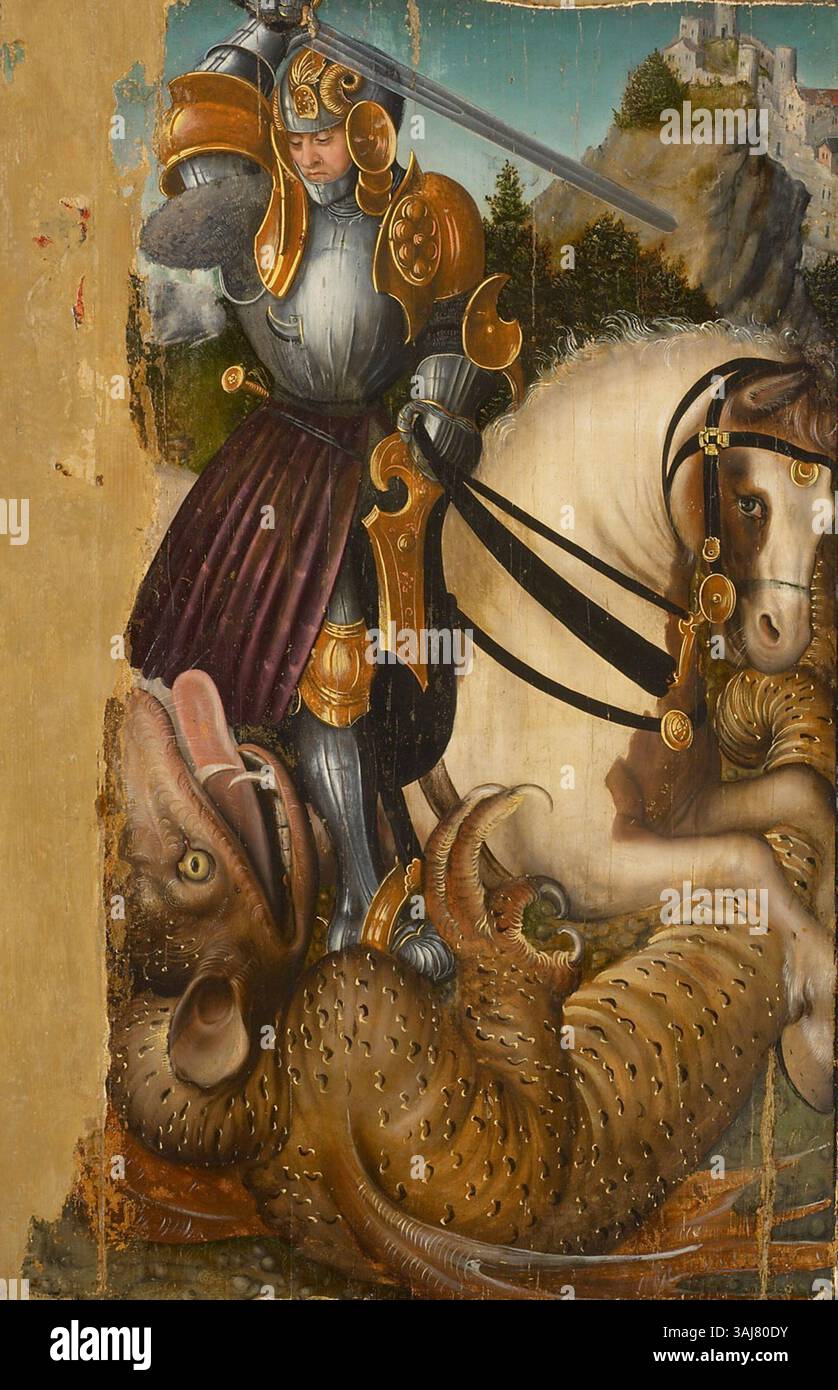 This 1510-1520 painting depicts Saint George in battle with the dragon ...