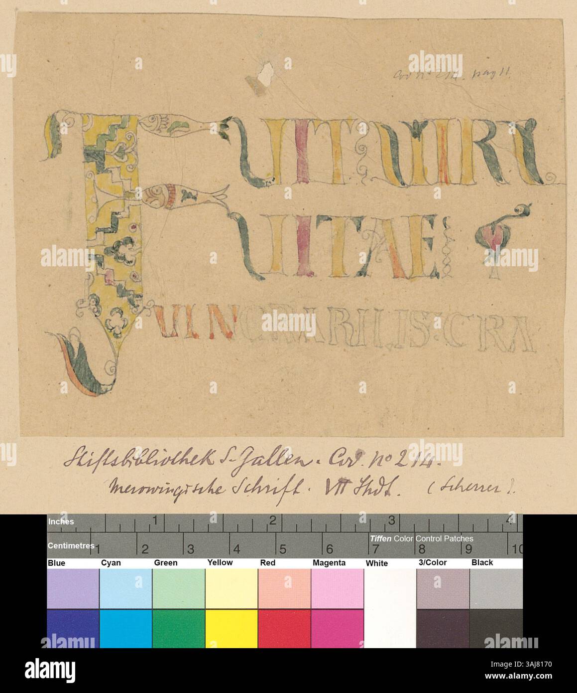 This manuscript, Codex 214, contains Merovingian script from the 7th ...