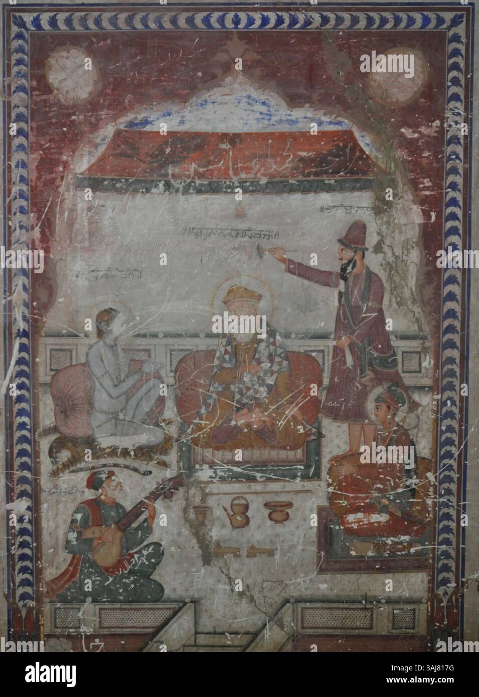 A 19th-century fresco from the Khem Singh Bedi Haveli in Kallar Syedan, Rawalpindi district ...