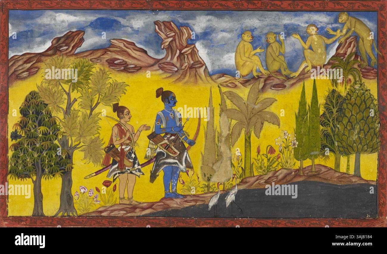 This illustration from the 1653 Mewar Ramayana depicts Rama and ...