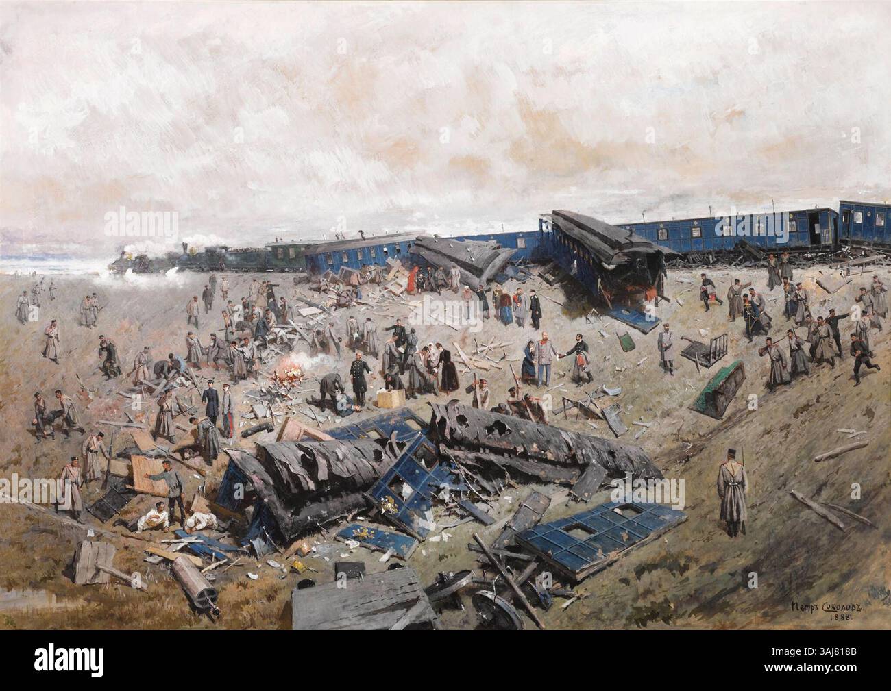 The Borki Train Disaster of 1888, depicted by Pyotr Petrovich Sokolov ...