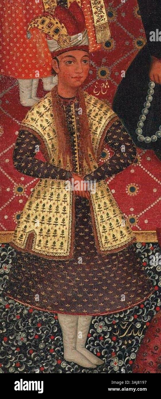 This 18th-century oil painting depicts Nader Shah Afshar with his court ...