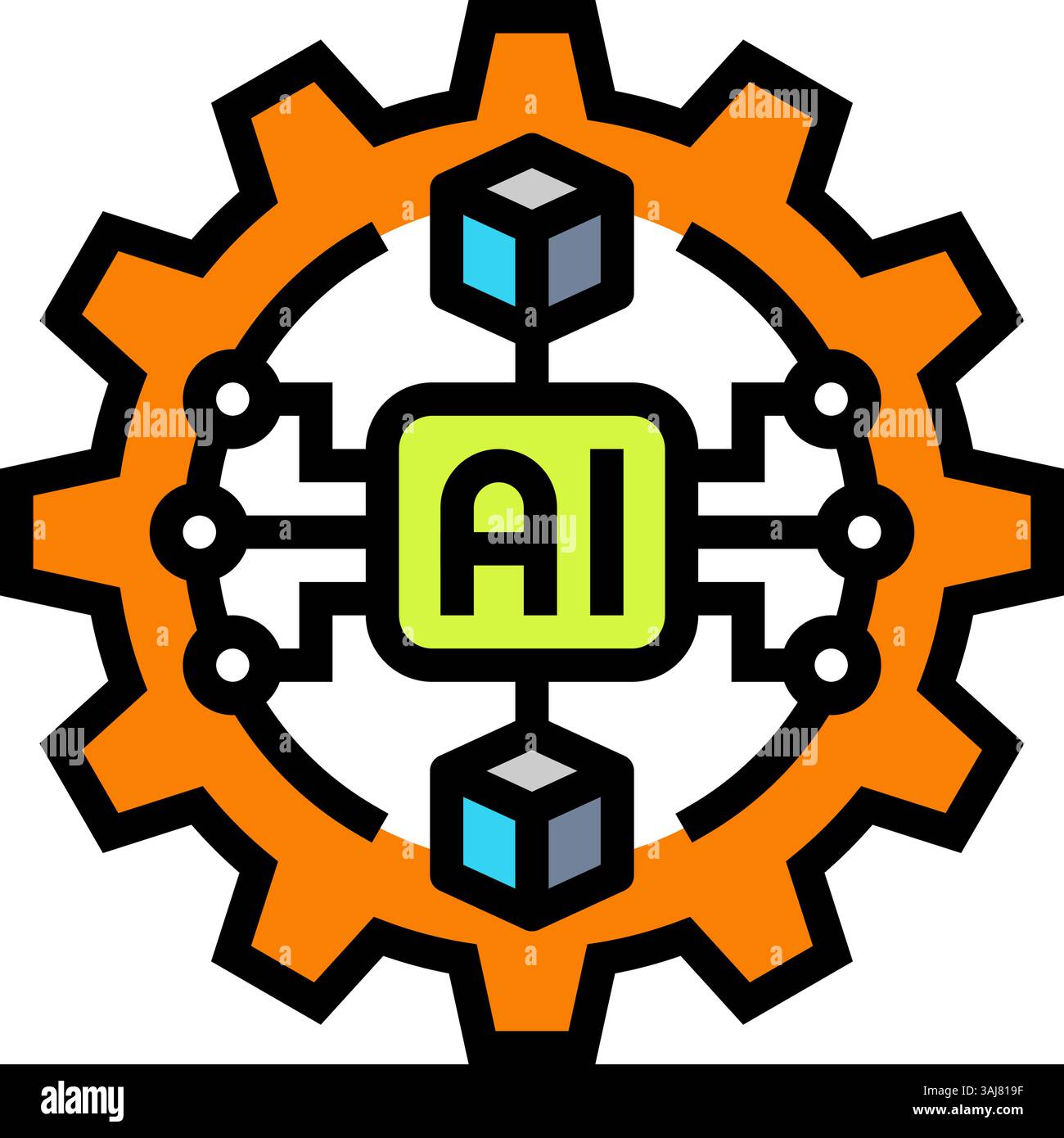 artificial intelligence ai gear industry 5 color icon vector ...