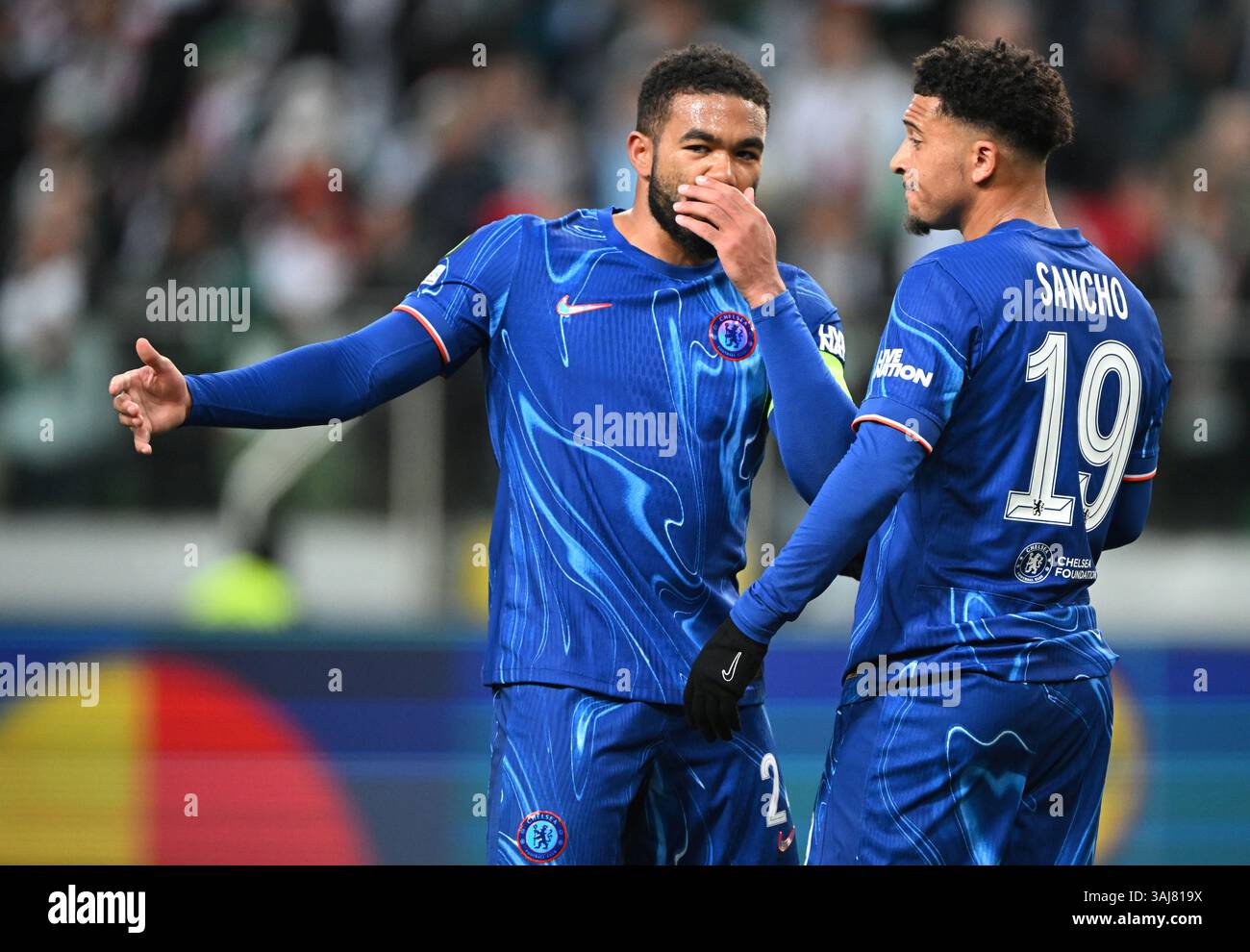 Chelsea's Reece James and Jadon Sancho during the UEFA Conference League quarter-final, first ...