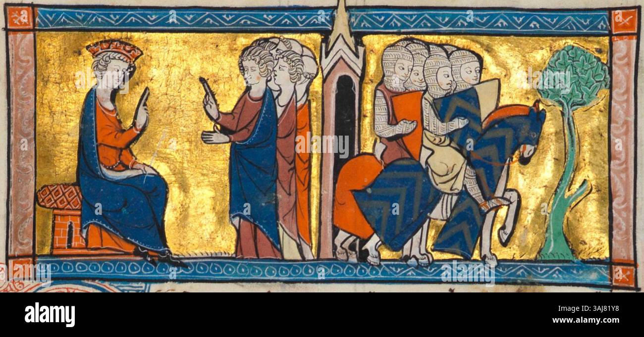This 1280 artwork depicts King Baldwin II presiding over a council ...