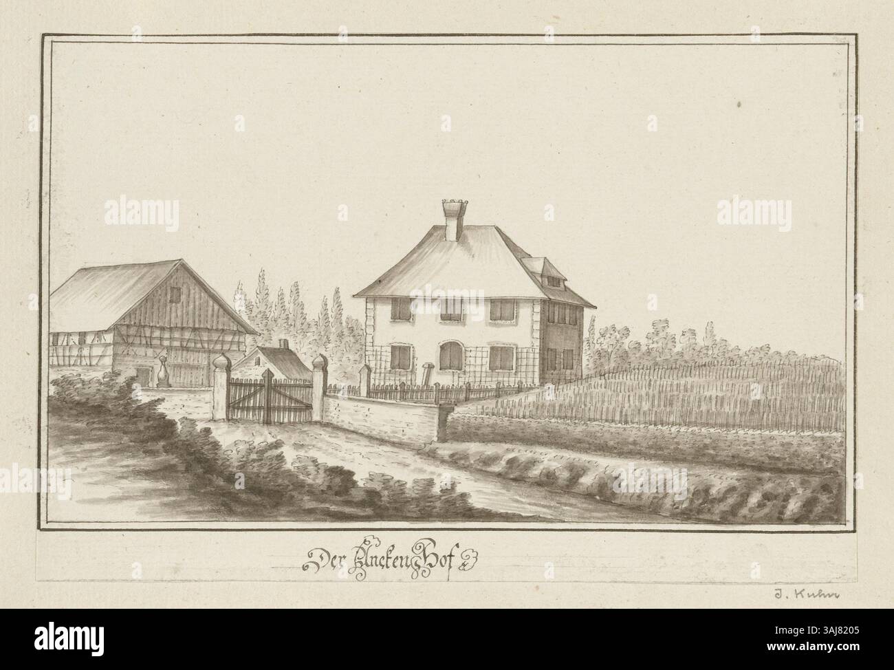 This drawing of the Ancken-Hof, a country estate once owned by the ...