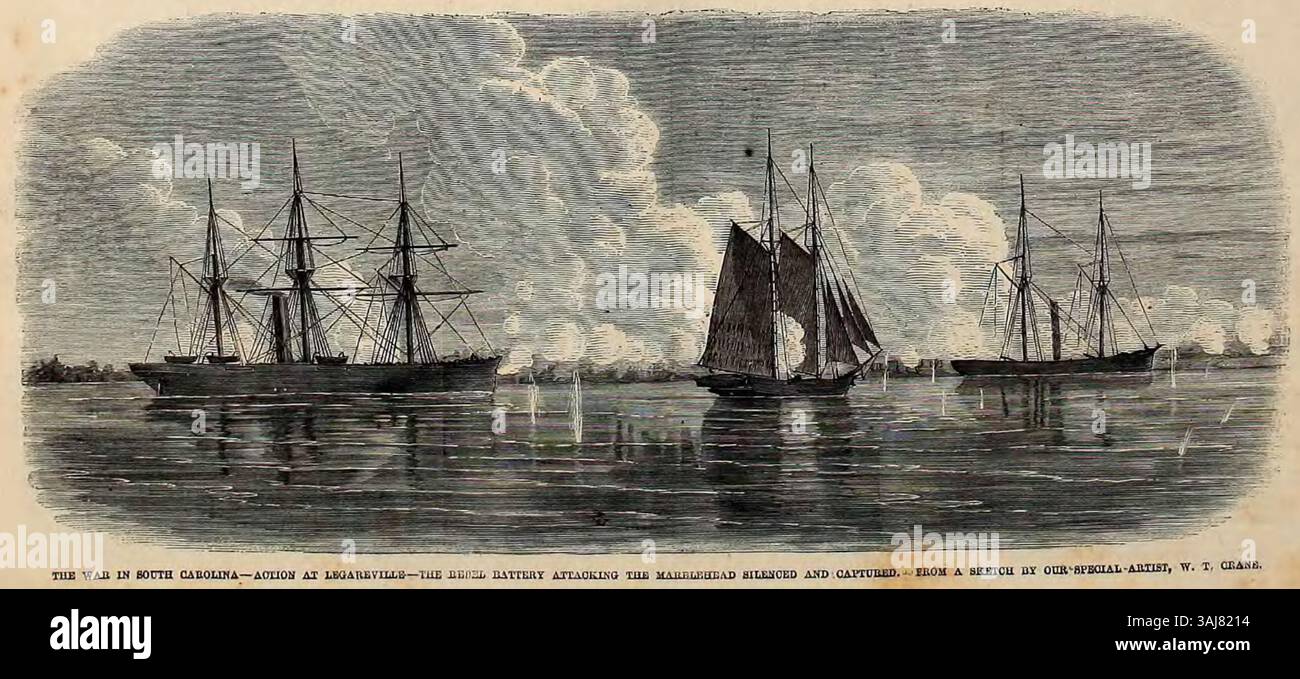 The Rebel battery attacking the USS Marblehead at Legareville was ...