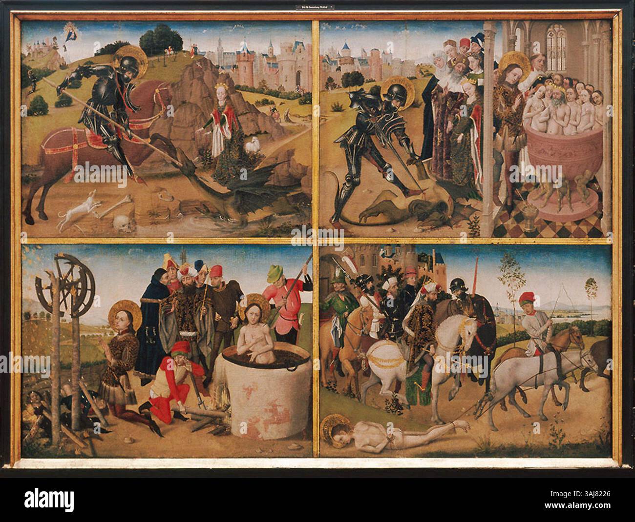 A detail from the 'Georgsaltar,' an altarpiece illustrating the legend of Saint George. This ...