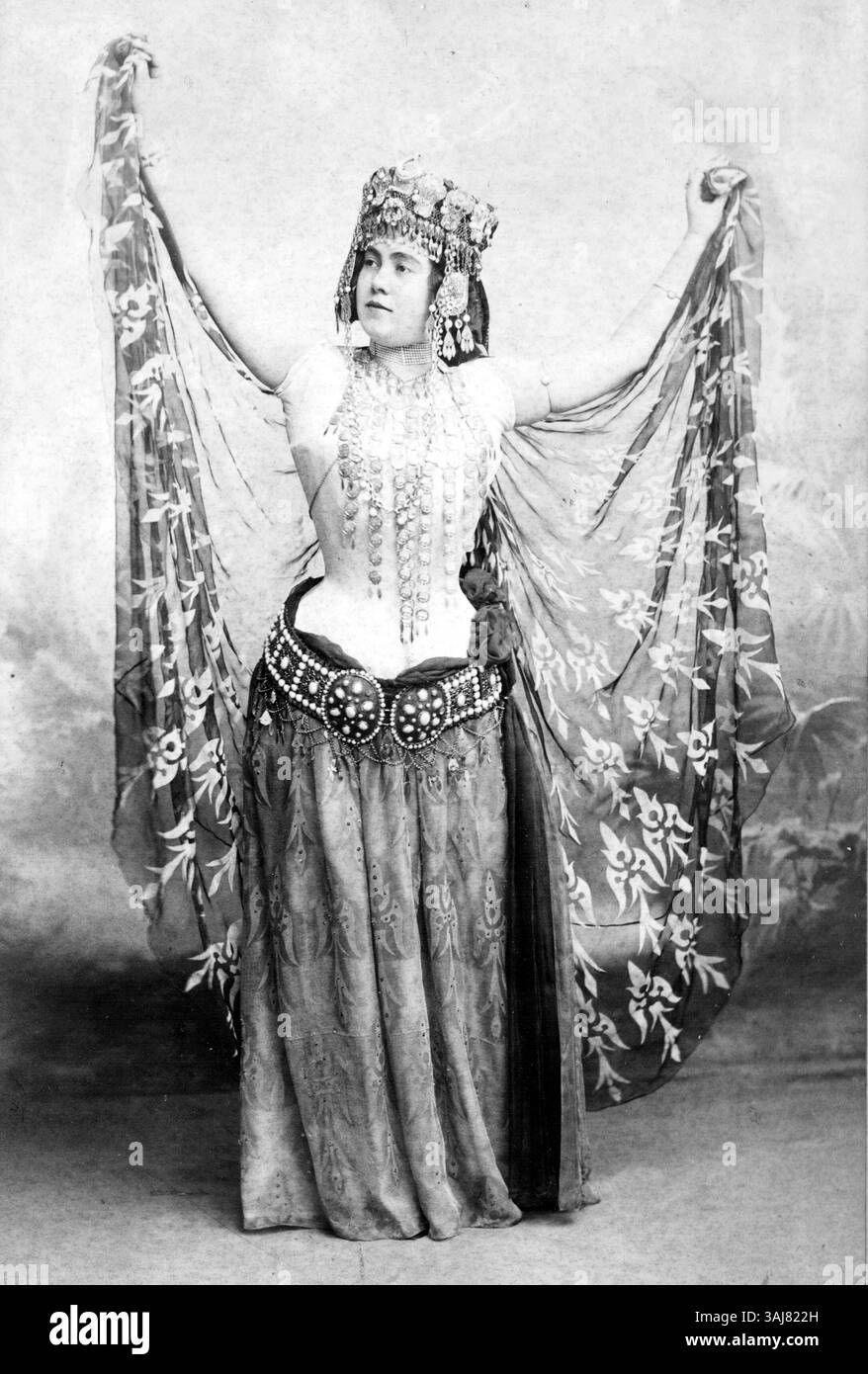 A costume design by Wilhelm Benque from 1895, featuring Mlle Torri as a ...