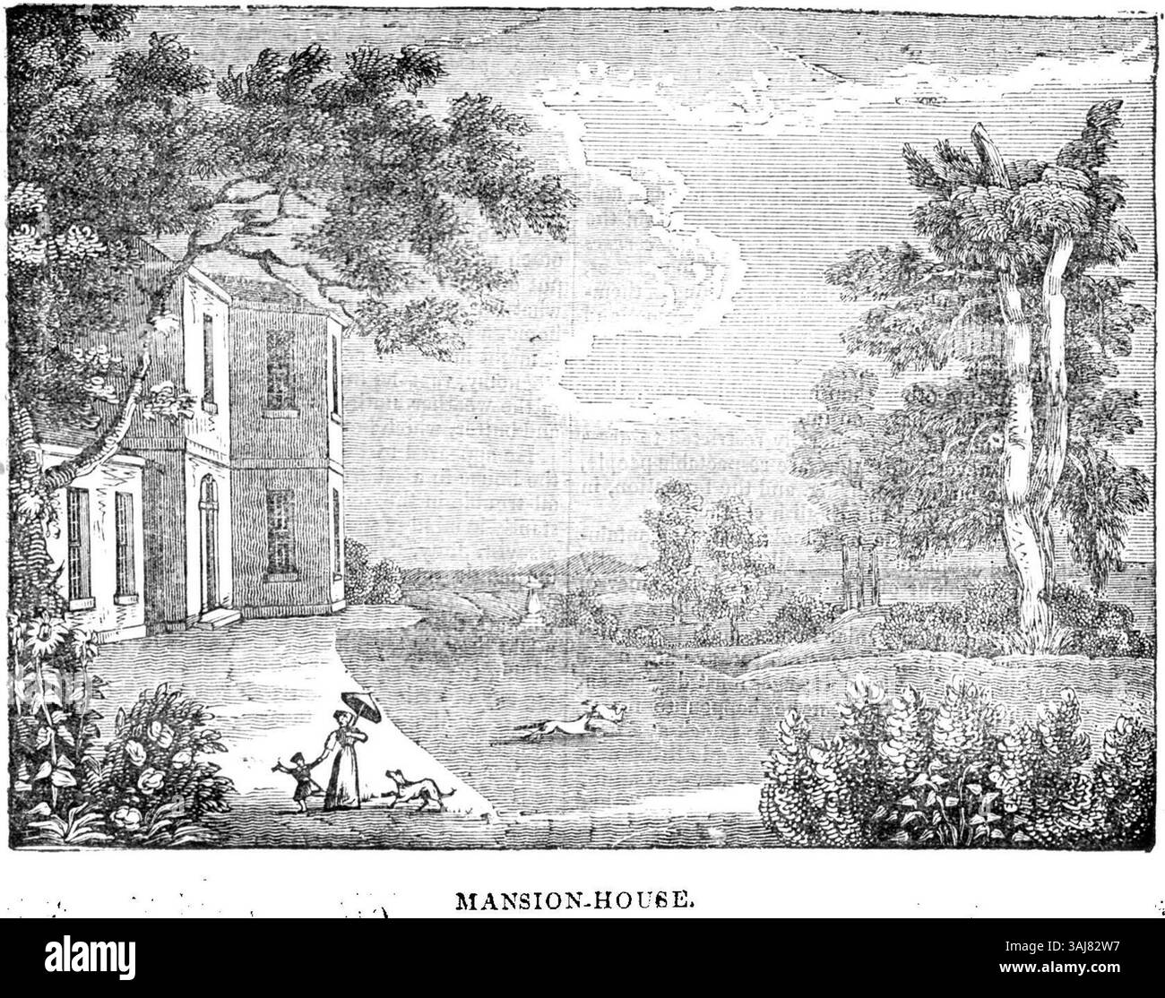The Mansion-House at Tullamore Park, depicted in 1834 in 'The Dublin ...