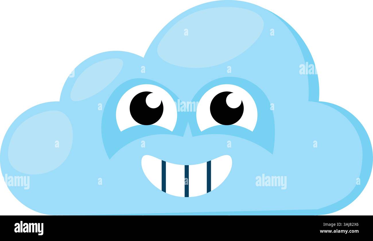 Blue smiling uncertainly Emoji Cloud with ingratiating smile. Design ...