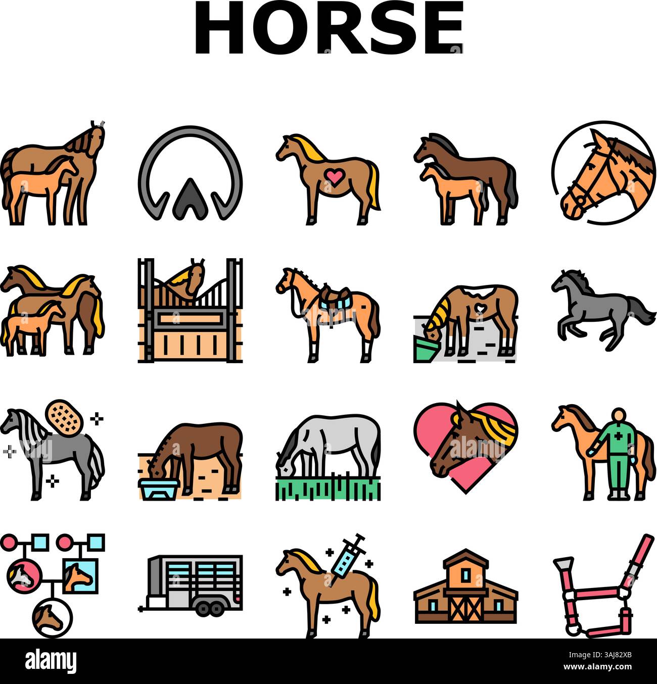 horse breeding equestrian icons set vector Stock Vector Image & Art - Alamy