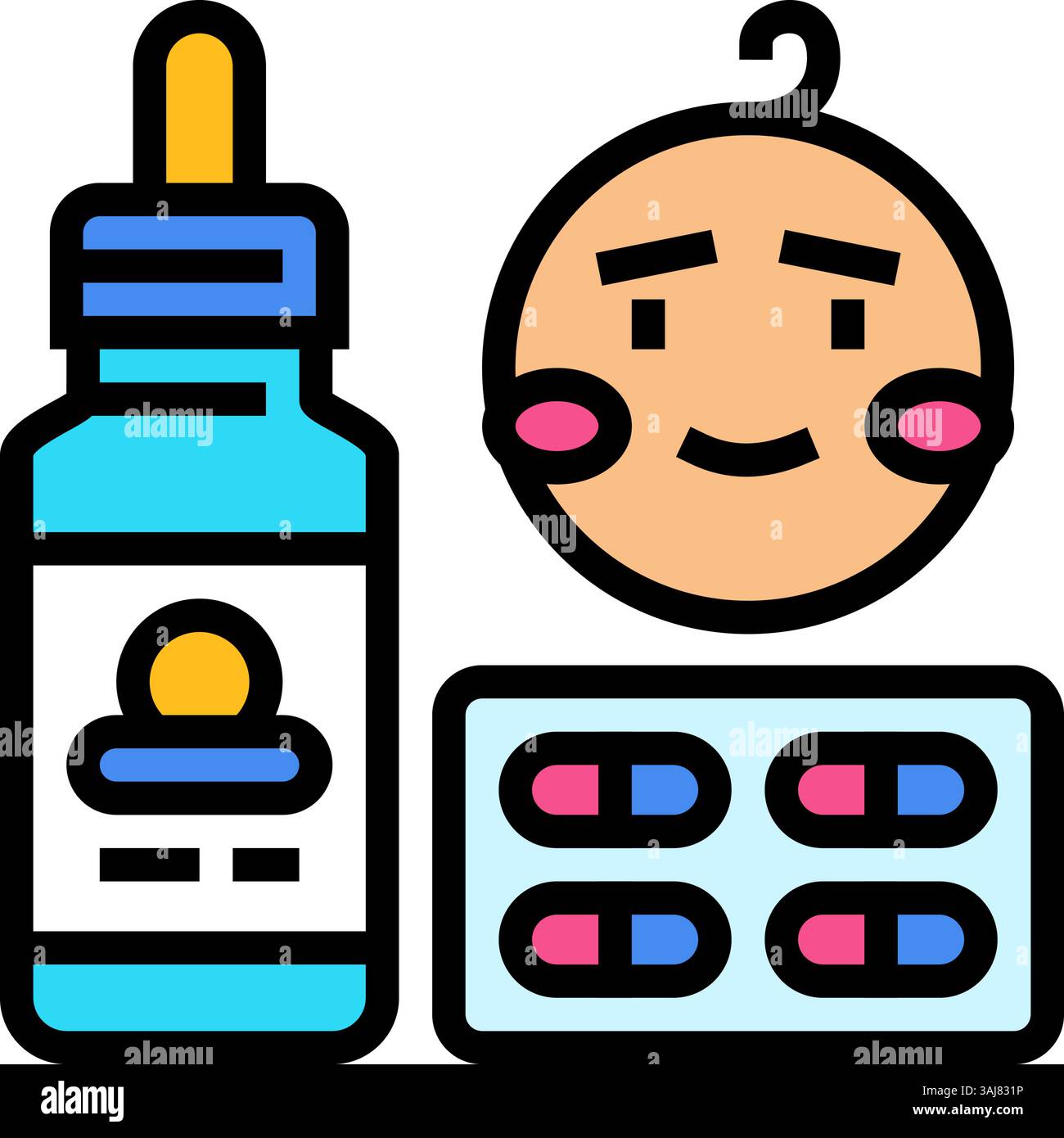 pediatric medication child care nurse color icon vector illustration ...