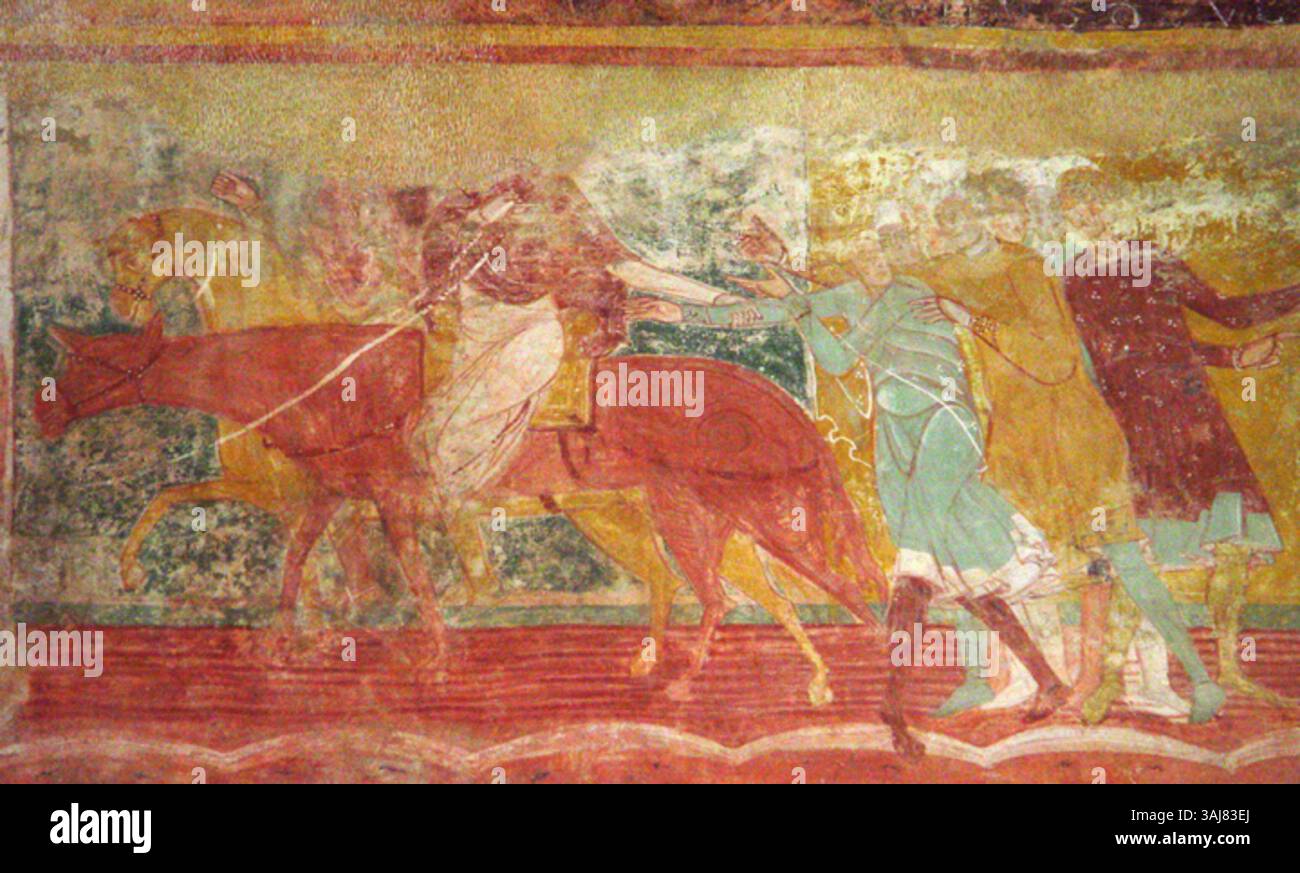 This fresco from St. Savin, dating between 1040 and 1090, depicts the ...