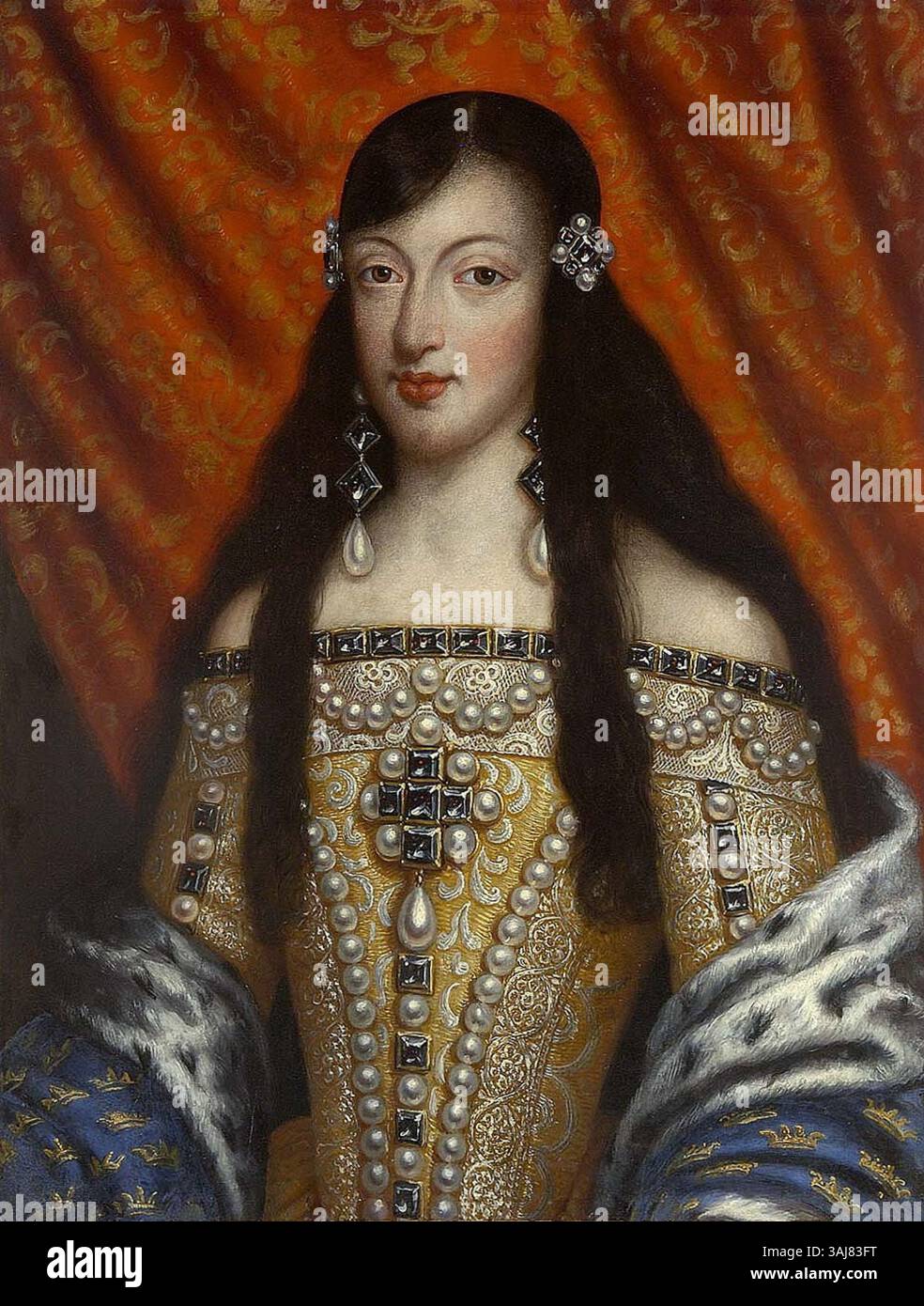 This 17th-century portrait of Marie Louise d'Orléans, wife of Charles ...