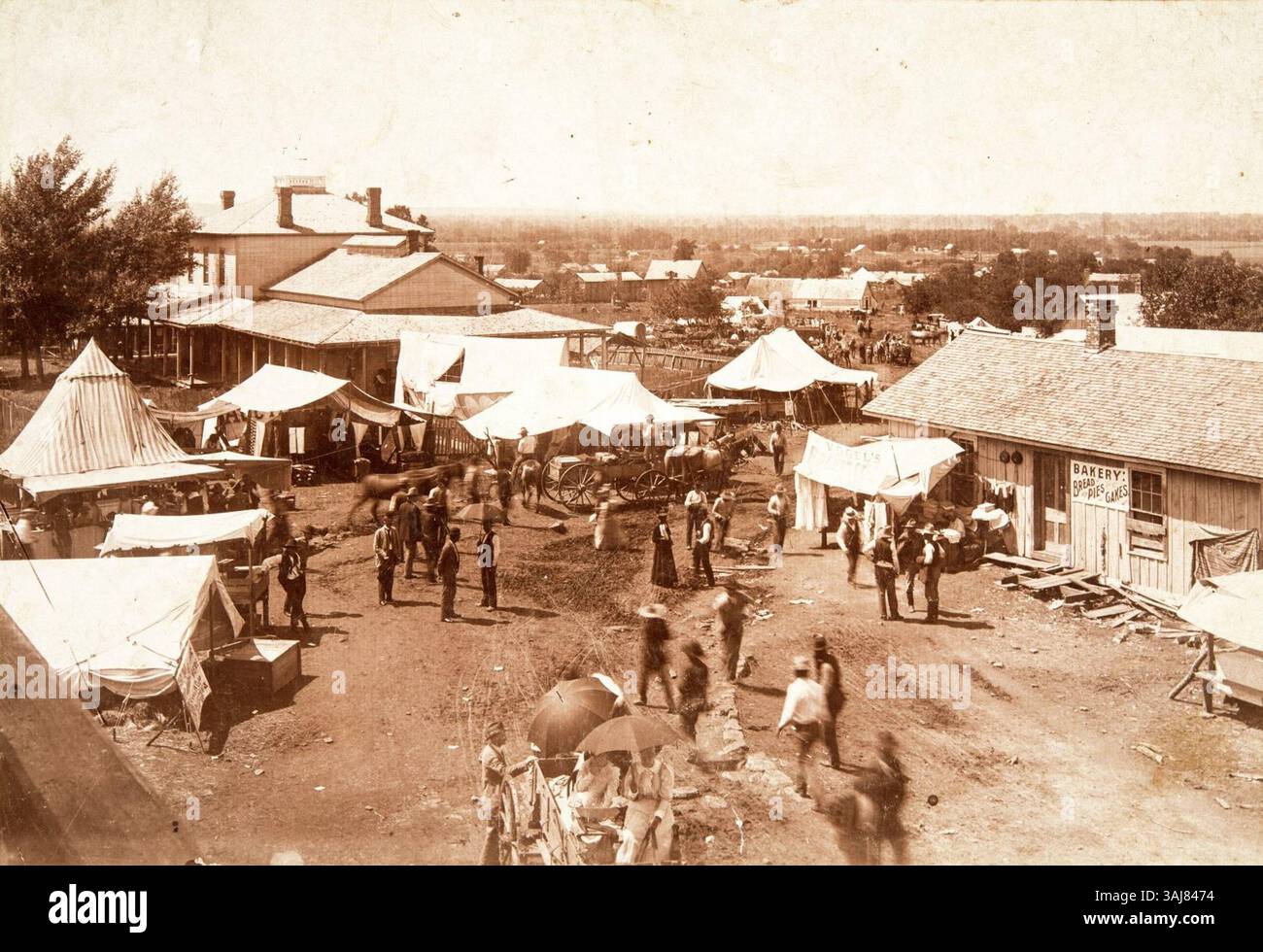 This photograph from July 1894 shows a road at Fort Gibson in Indian ...