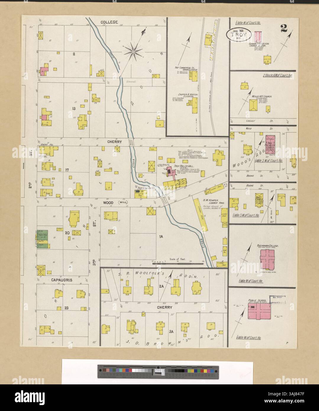 This Sanborn Fire Insurance Map from 1902 depicts the layout of buildings, streets, and fire ...
