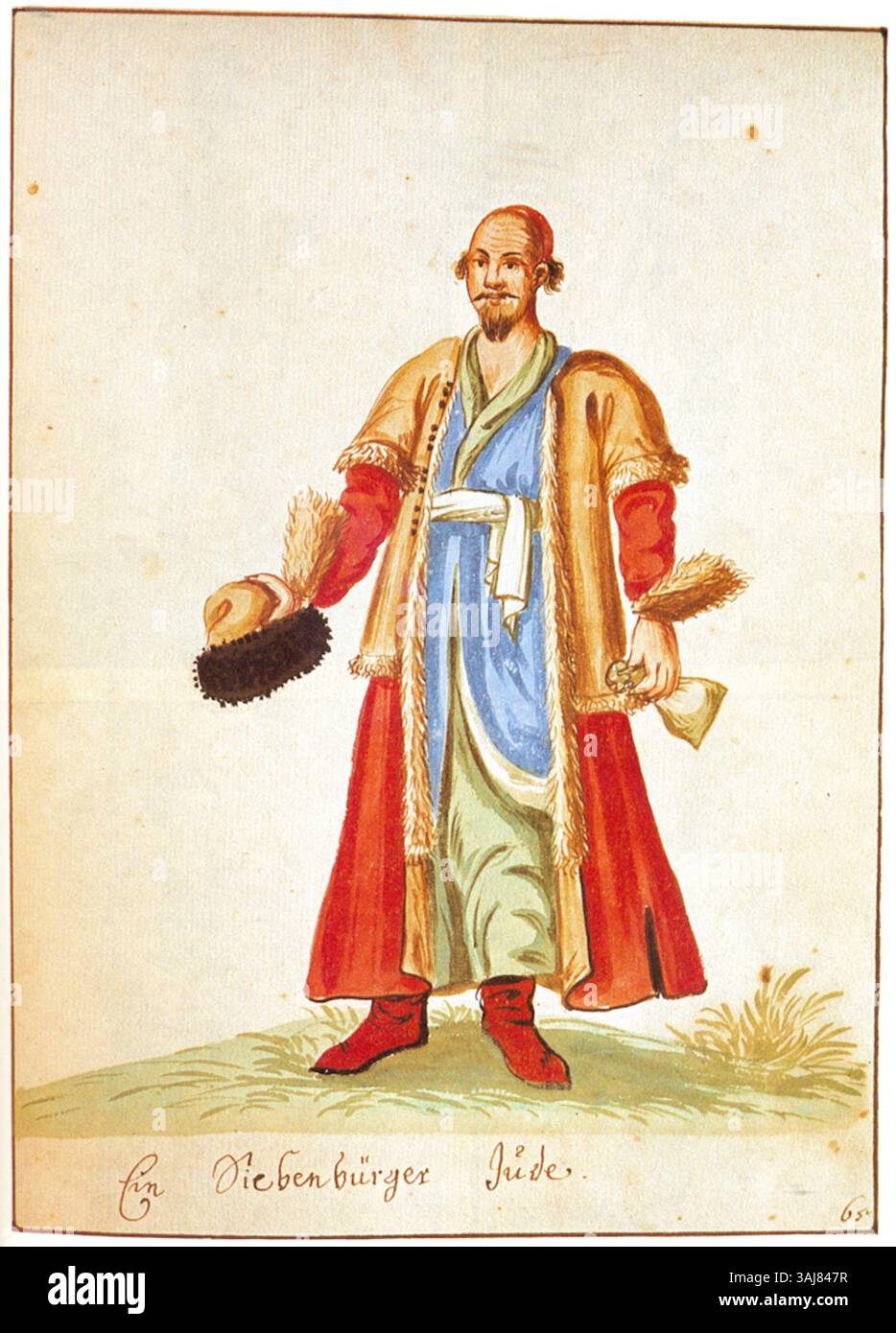 The 18th-century costume of a Jew from Transylvania, representing the ...