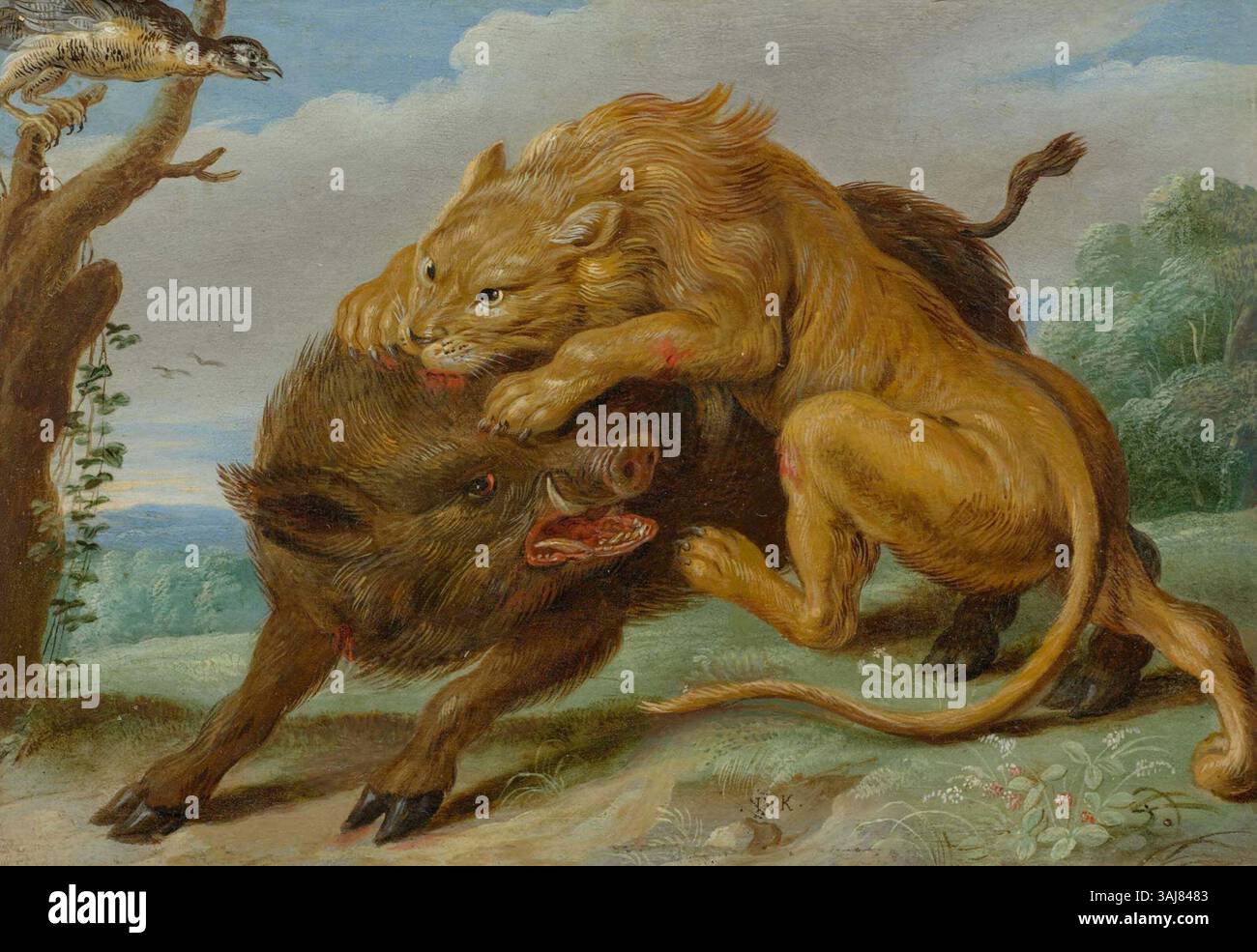 Jan van Kessel the Elder's 1672 painting depicts the fable of 'The Lion ...