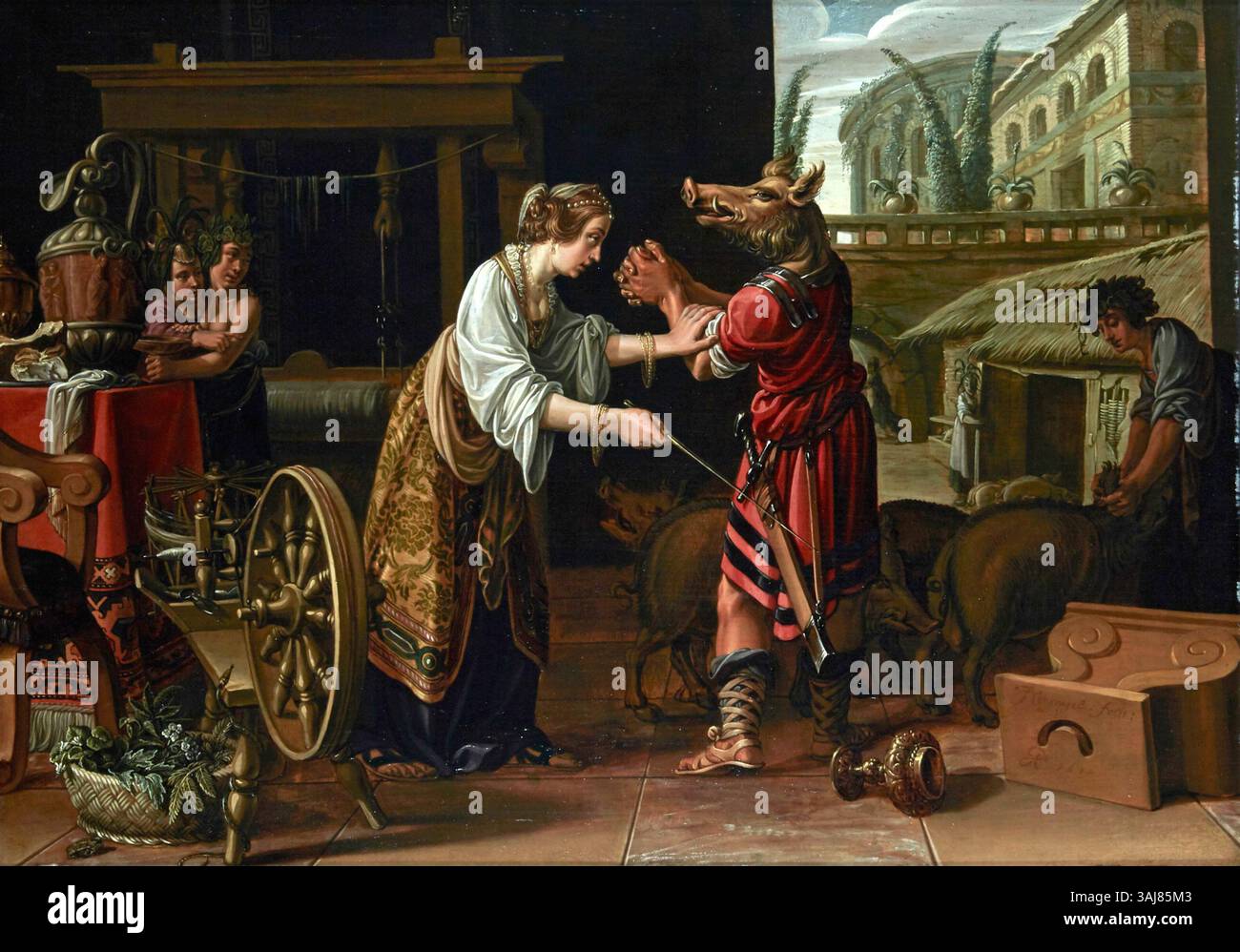 This 1612 painting by Jan Tengnagel illustrates the myth of Circe, the ...