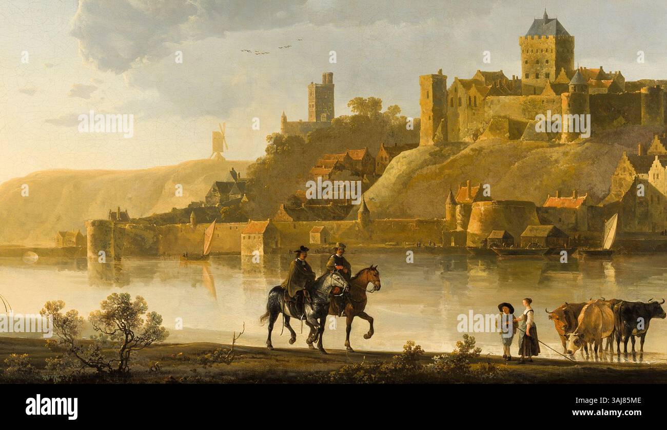 A detail of Aelbert Cuyp's 1655 landscape painting of the Valkhof in ...