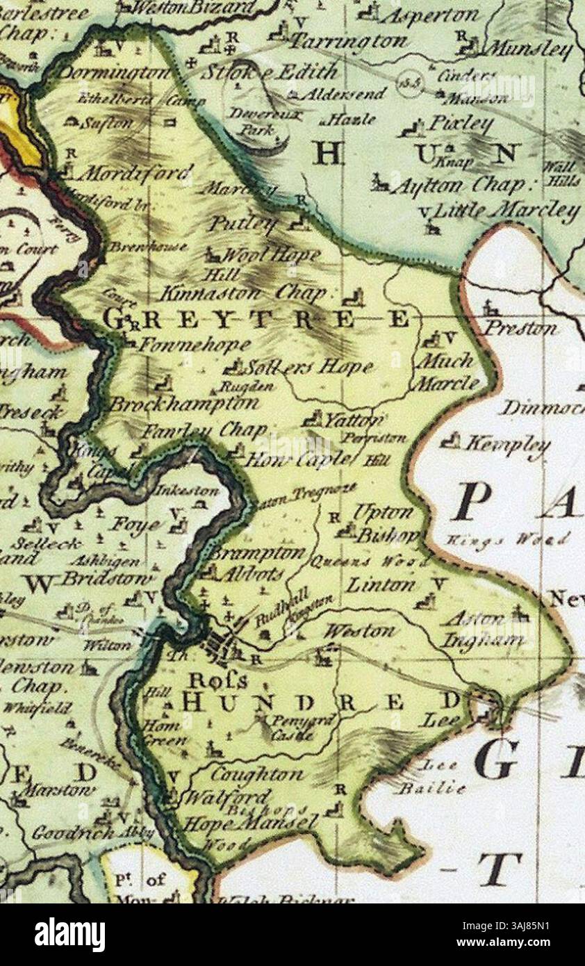 This map detail from Emanuel Bowen’s 1755 map shows the Greytree ...