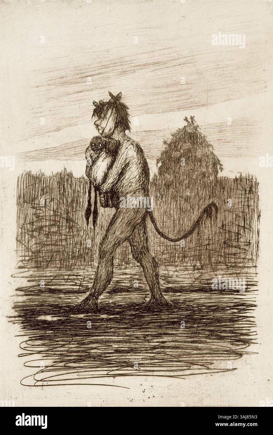 'The Poor Devil with its Twins' (1898) by Hugo Simberg is a drypoint ...