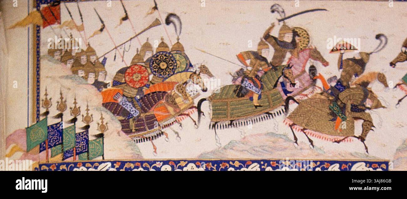 A detail from the 1481 manuscript depicting Khusraw and Bahram Chubin ...