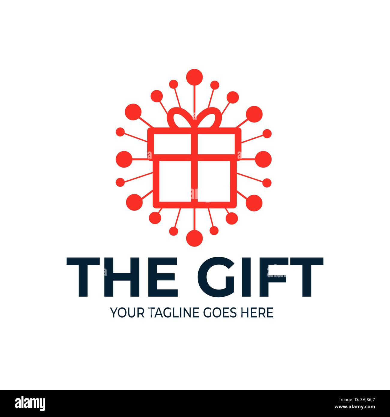 Gift Box with Network Symbol Simple Logo Design Minimalist Vector ...