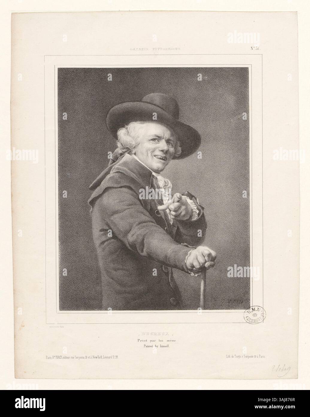 This lithograph by Joseph Ducreux is titled Painted by himself and ...