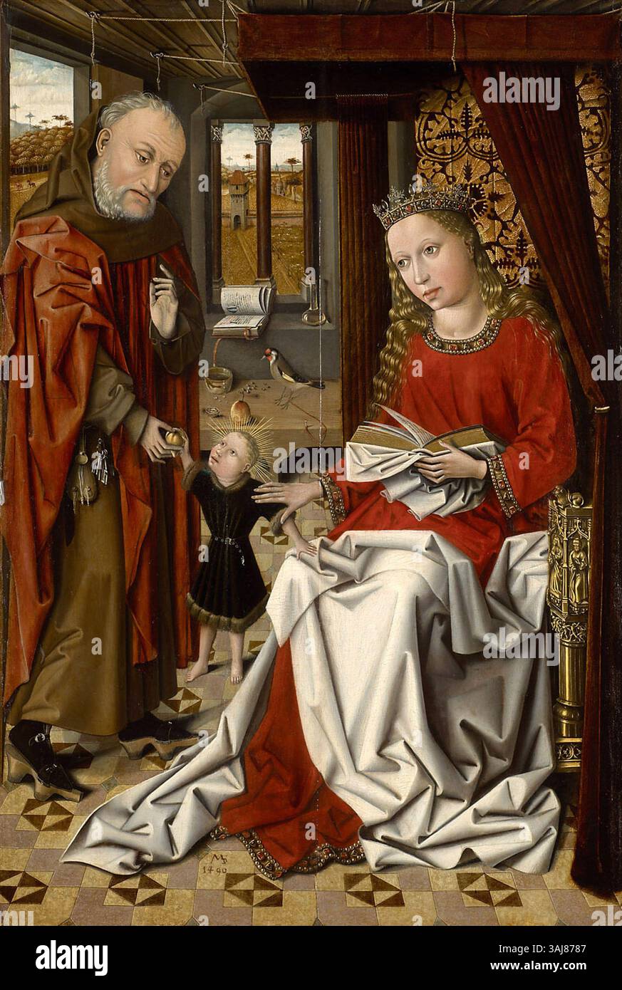 This circa 1460 painting depicts the Holy Family in a domestic setting ...