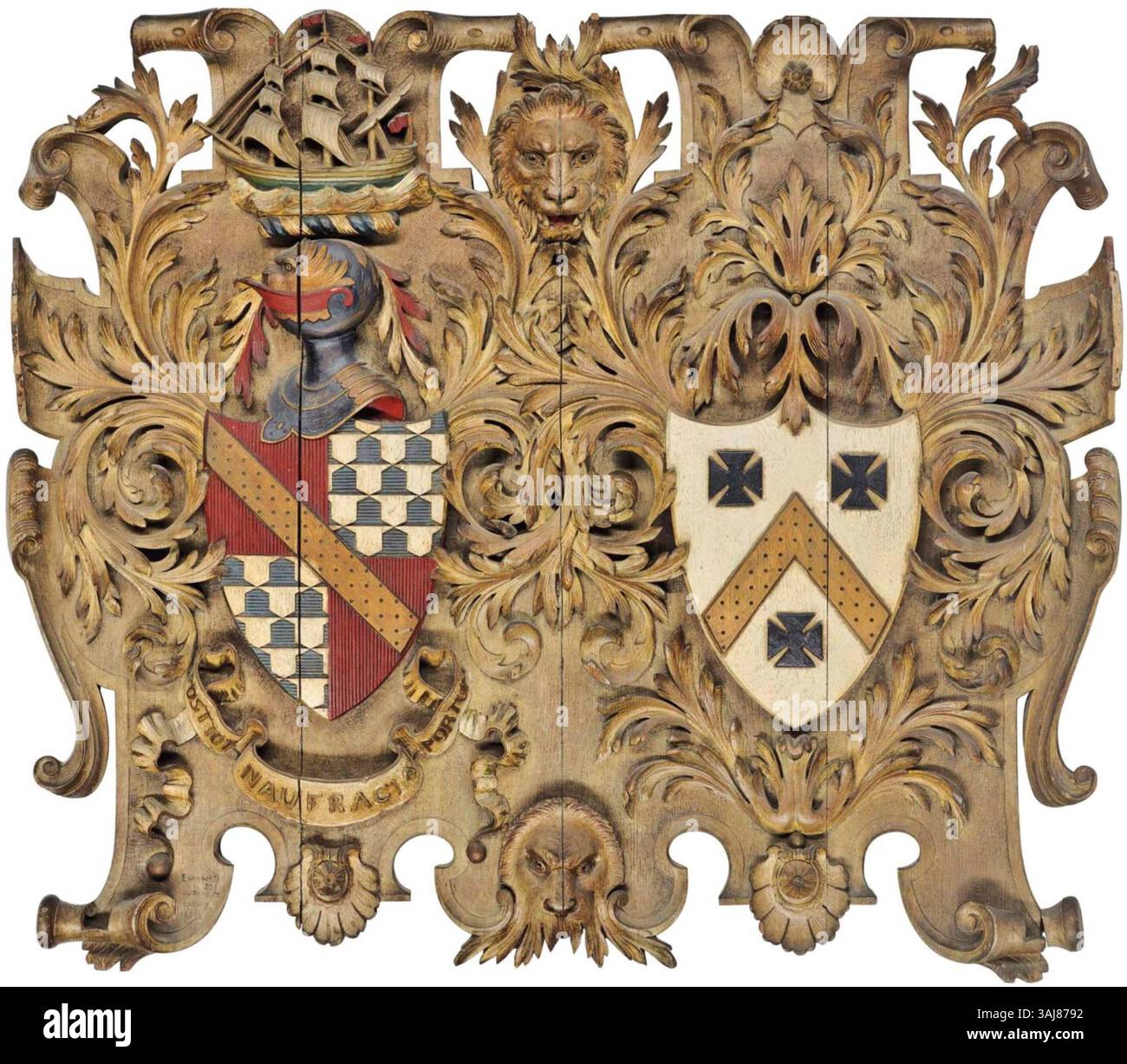 This Victorian carved and painted oak coat-of-arms, created in 1890 by ...