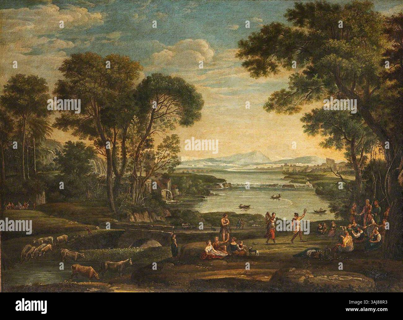 This landscape painting, after Claude Lorrain, depicts the biblical ...