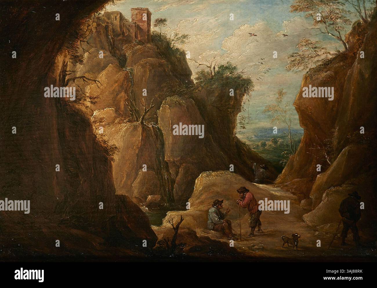 David Teniers the Younger’s 'Mountain landscape with travellers' (17th century) depicts ...