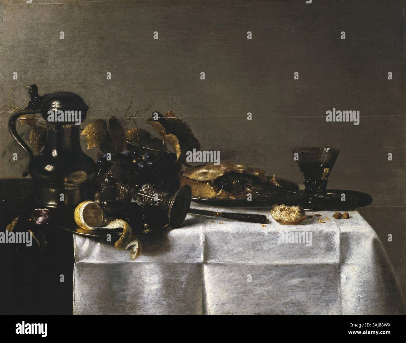 A still life painting by Roelof Koets, depicting a breakfast scene. The ...