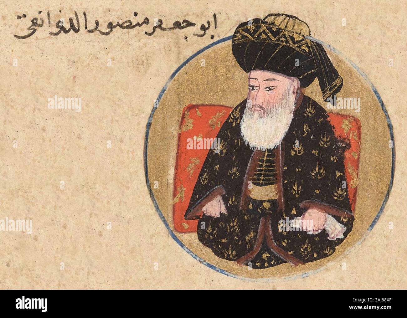This portrait of `Abbsid Caliph al-Manr, from the 1598 genealogy Zübdet ...