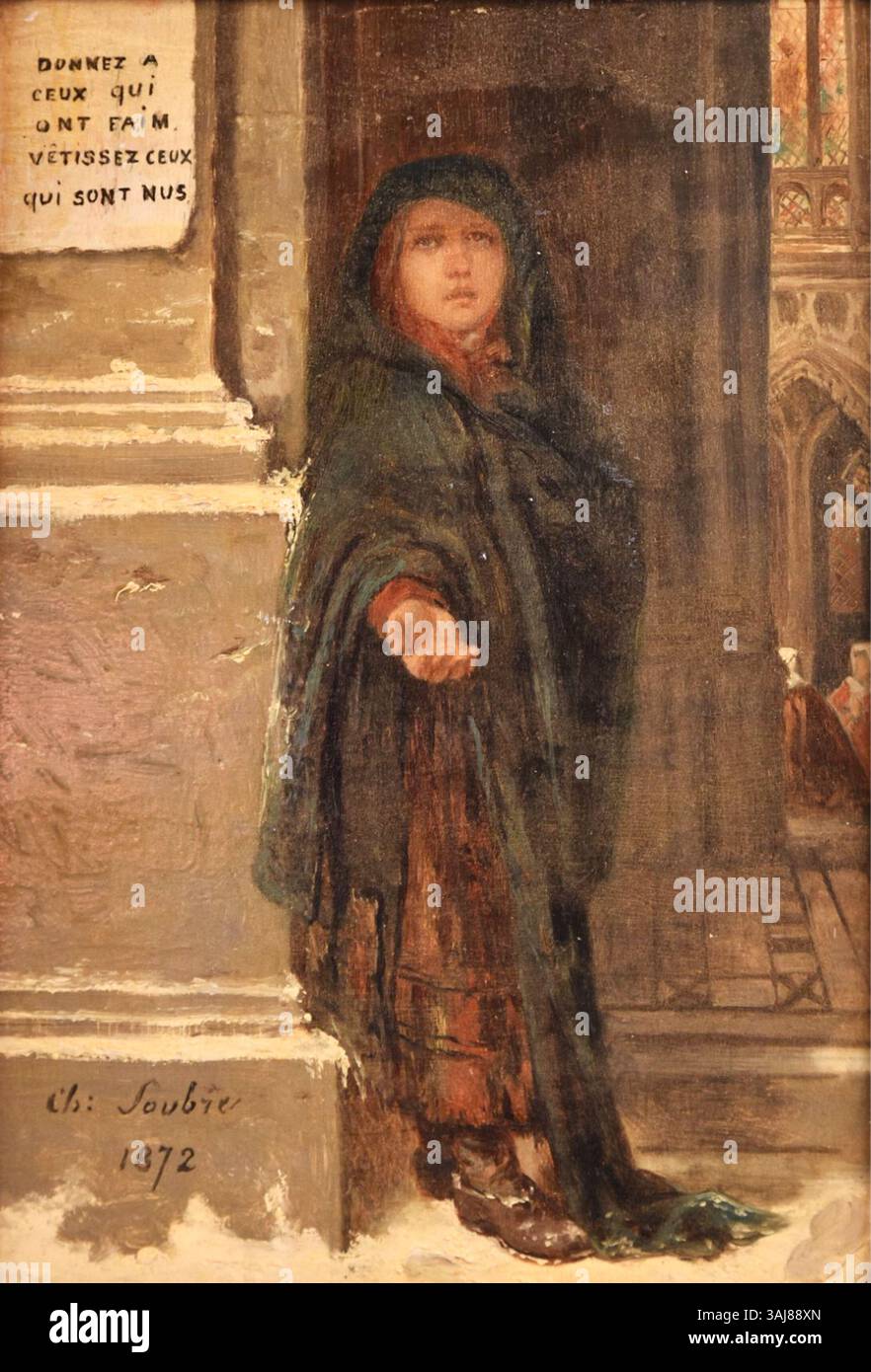 'La mendiante' by Charles Soubre (1872) depicts a beggar woman in a ...