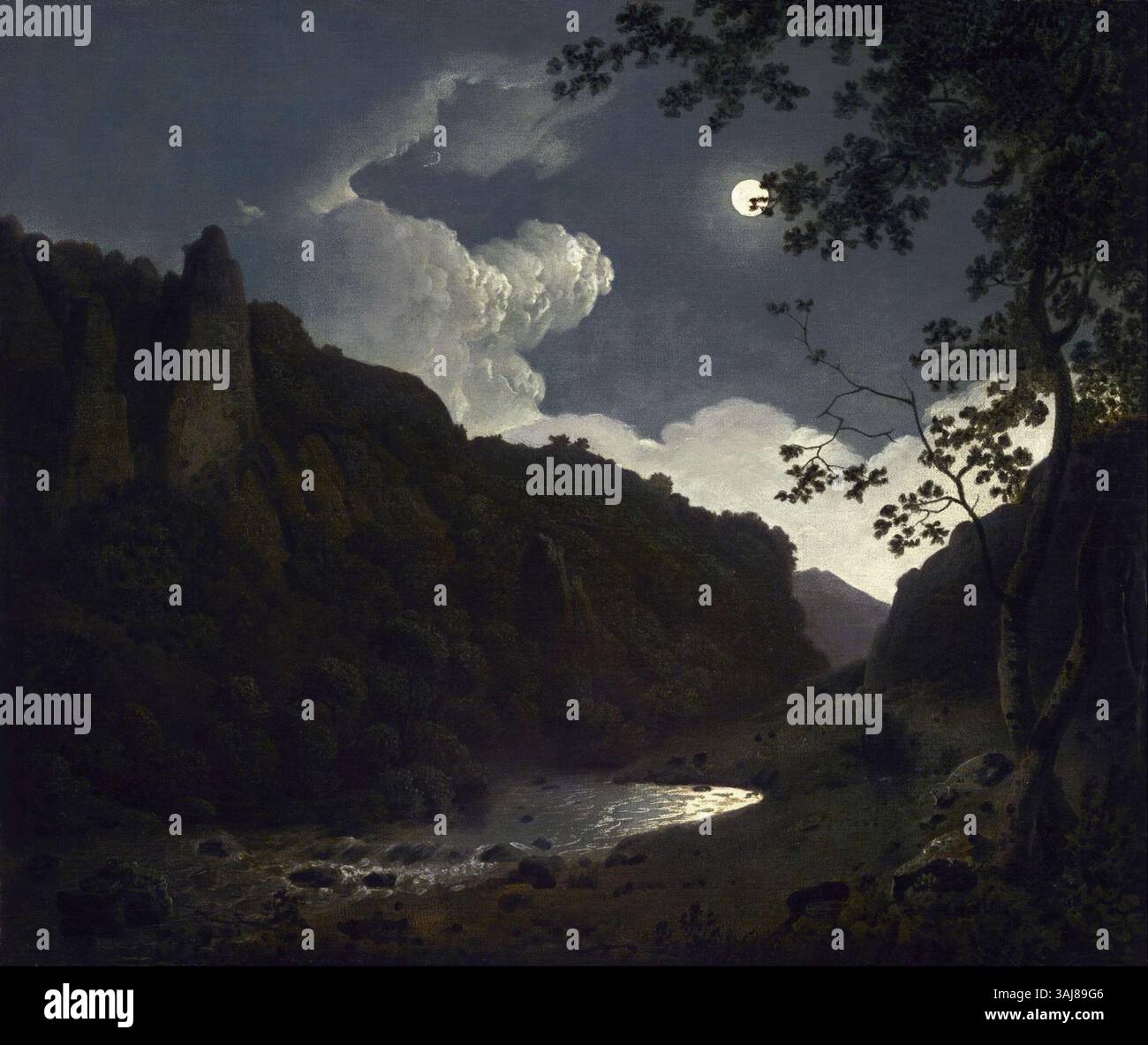 Joseph Wright of Derby's Dovedale by Moonlight, painted circa 1785, is ...