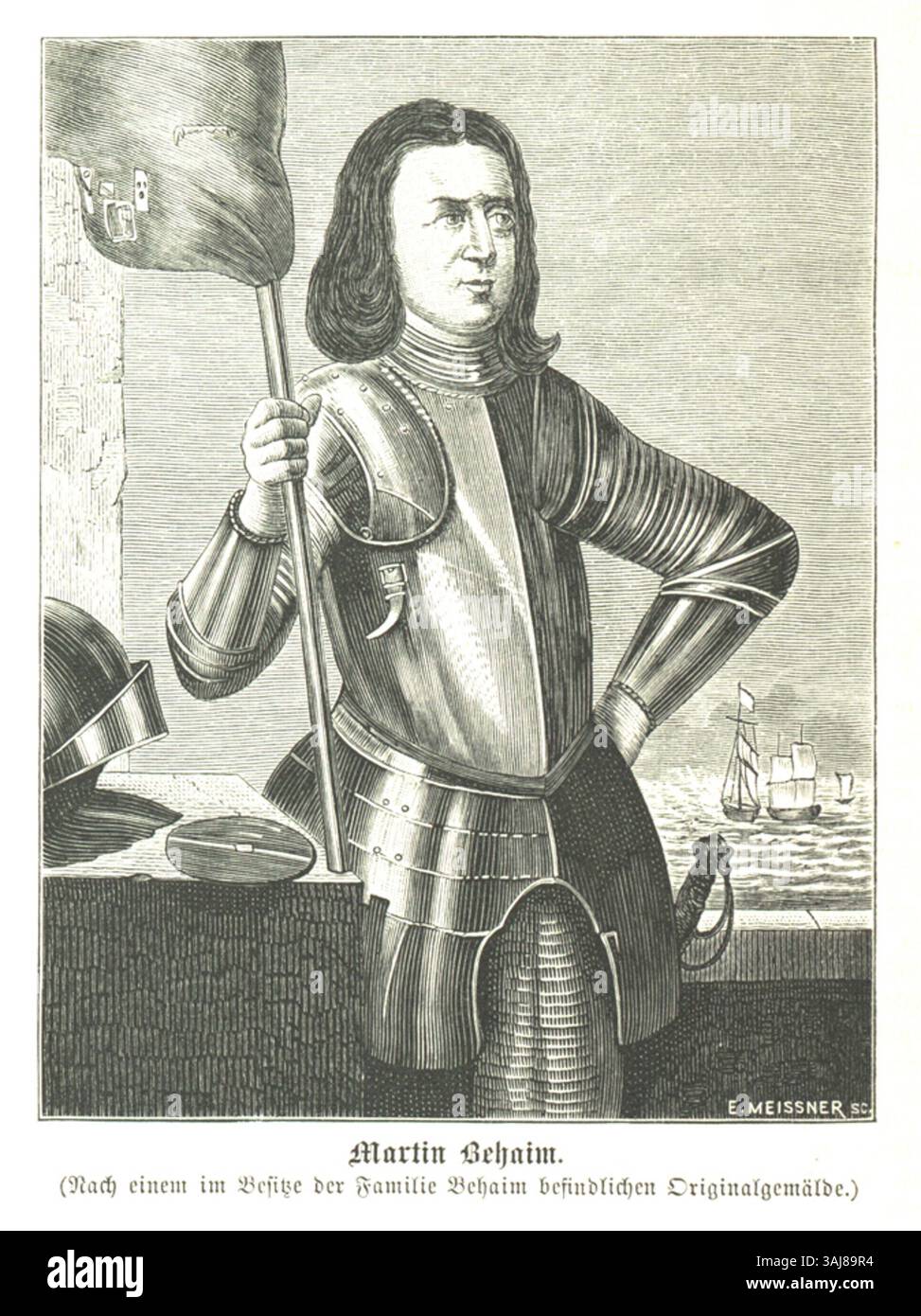 Portrait of Martin Behaim, the German explorer and mapmaker known for ...