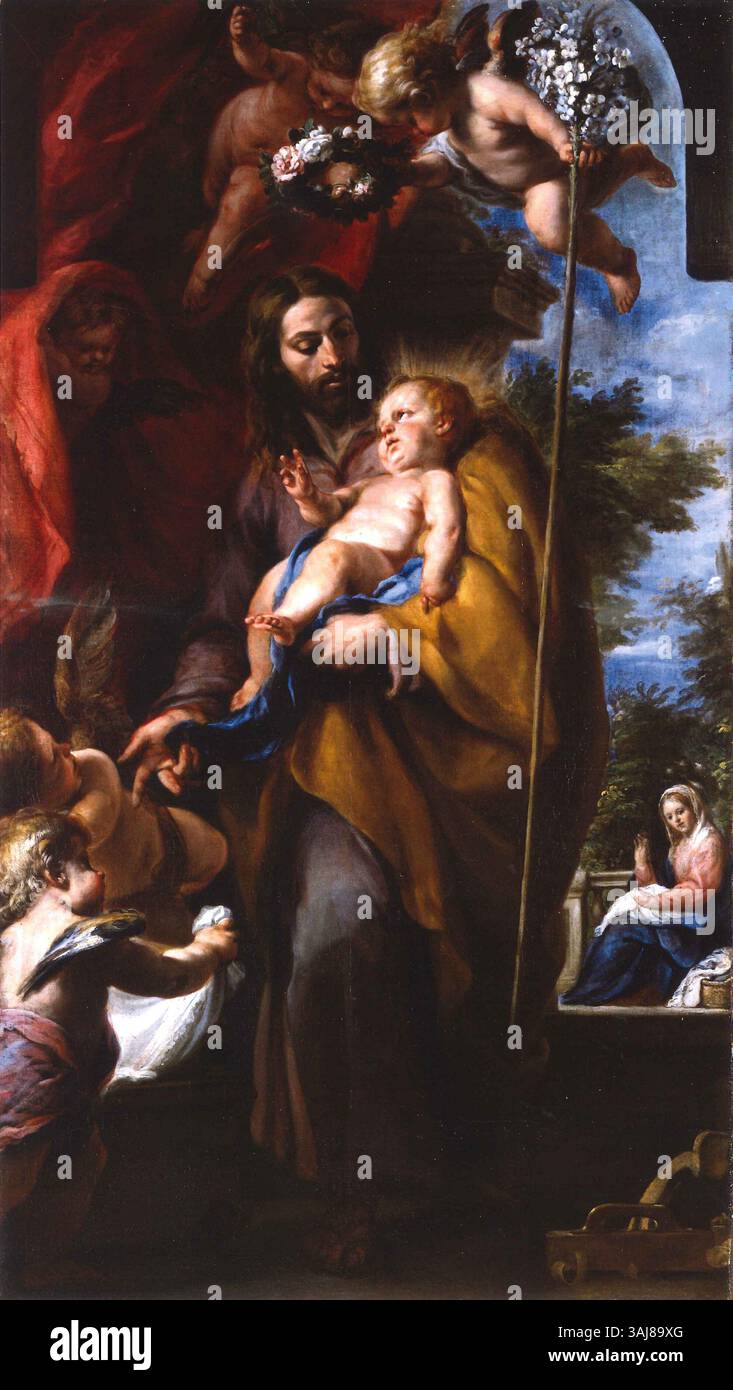 This 1666 oil on canvas painting by Claudio Coello depicts St. Joseph ...