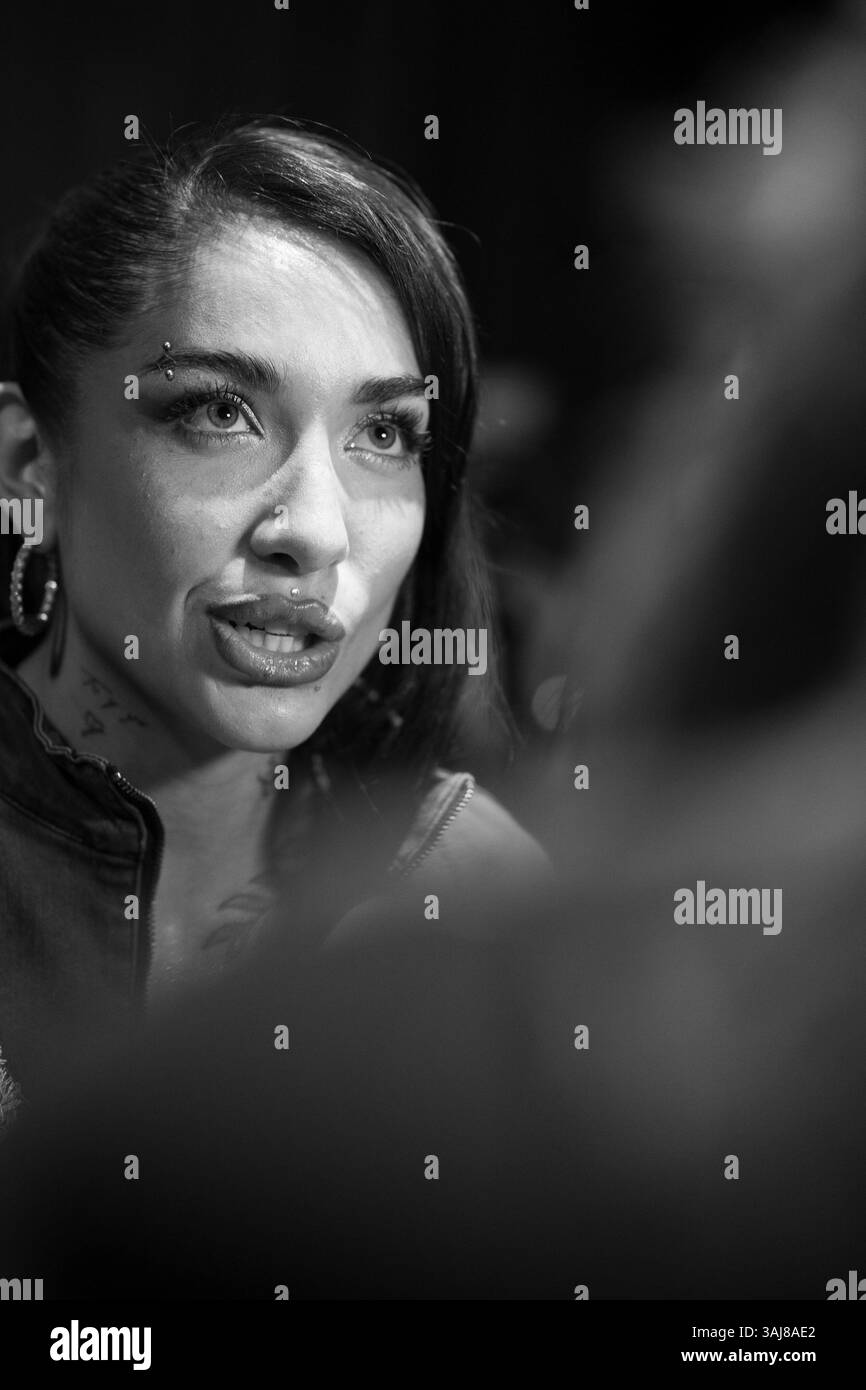 Madrid, Spain. 10th Apr, 2025. Singer and XTI ambassador Maria Becerra ...