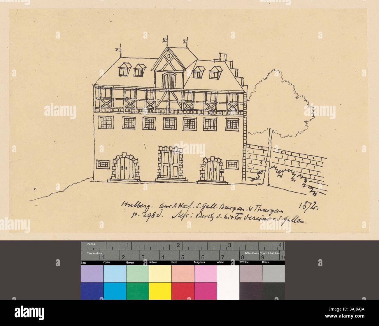This 1872 drawing by Johann Rudolf Rahn shows an exterior view of ...