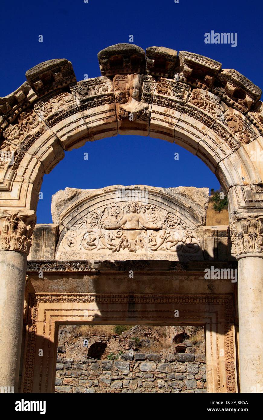 Turkey, Kusadasi. Ruins in the archaeological site of Ephesus. Unesco ...