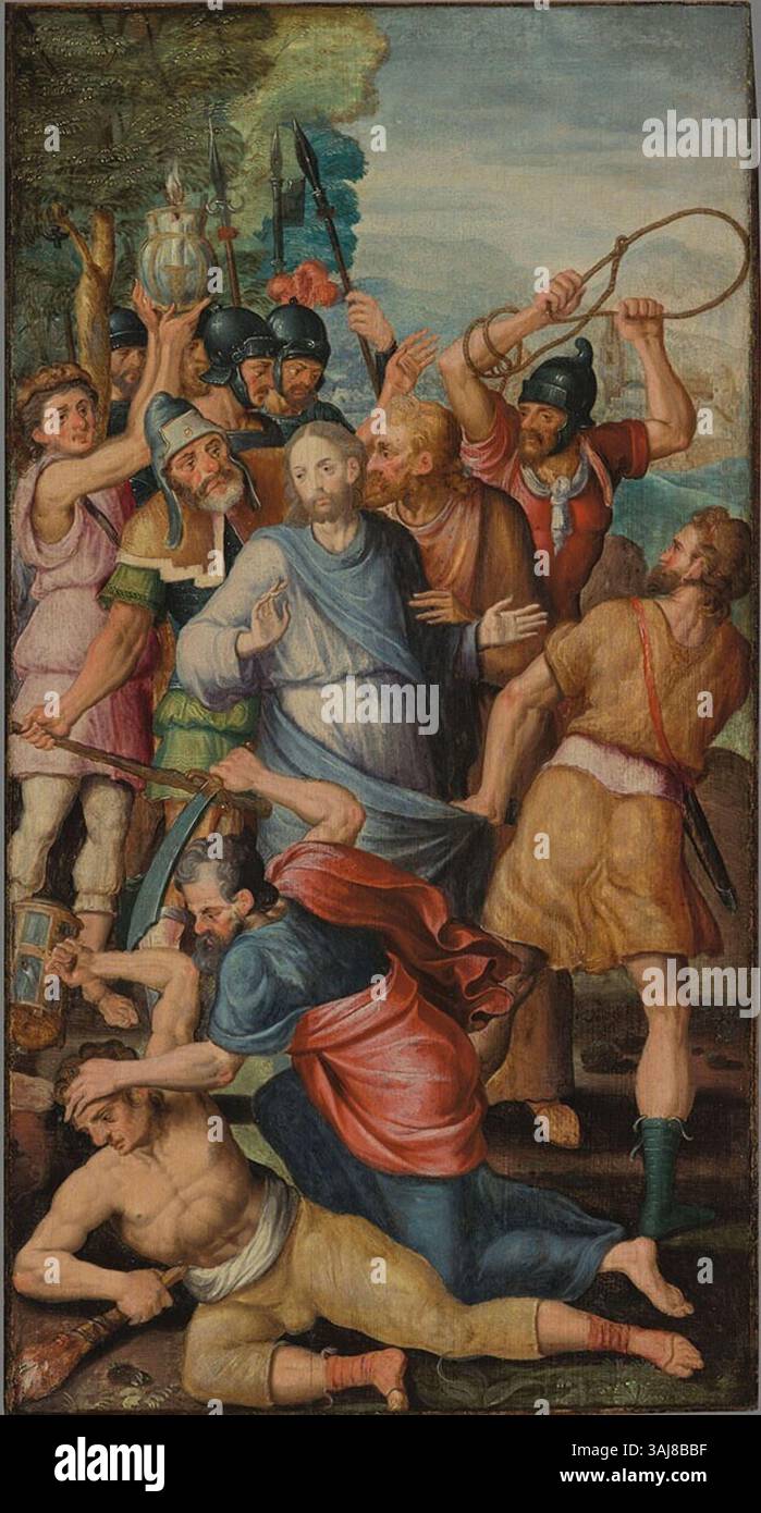 This oil on panel painting, created between 1555 and 1565, illustrates ...