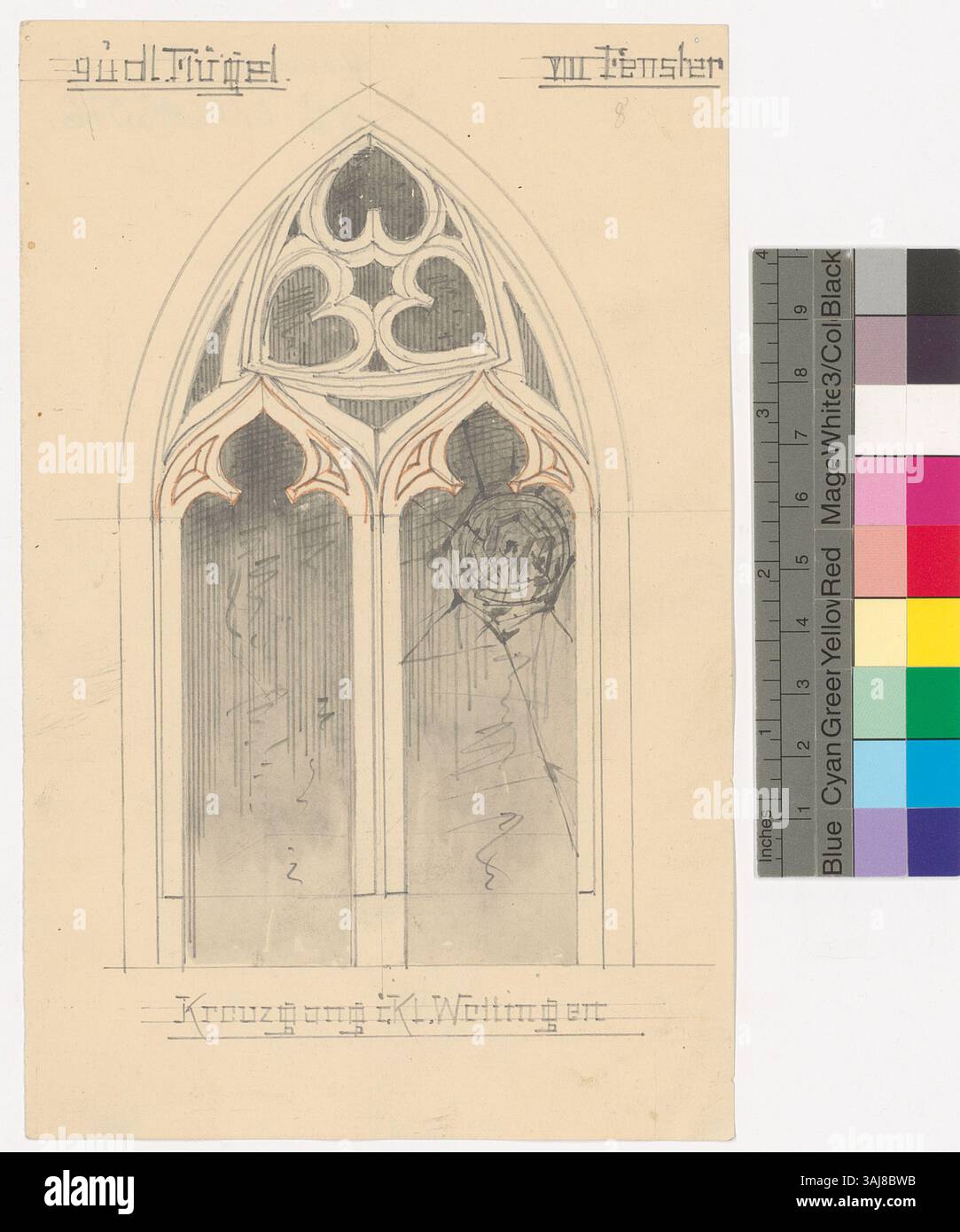 Detail of the southern wing window in the cloister of the Wettingen ...