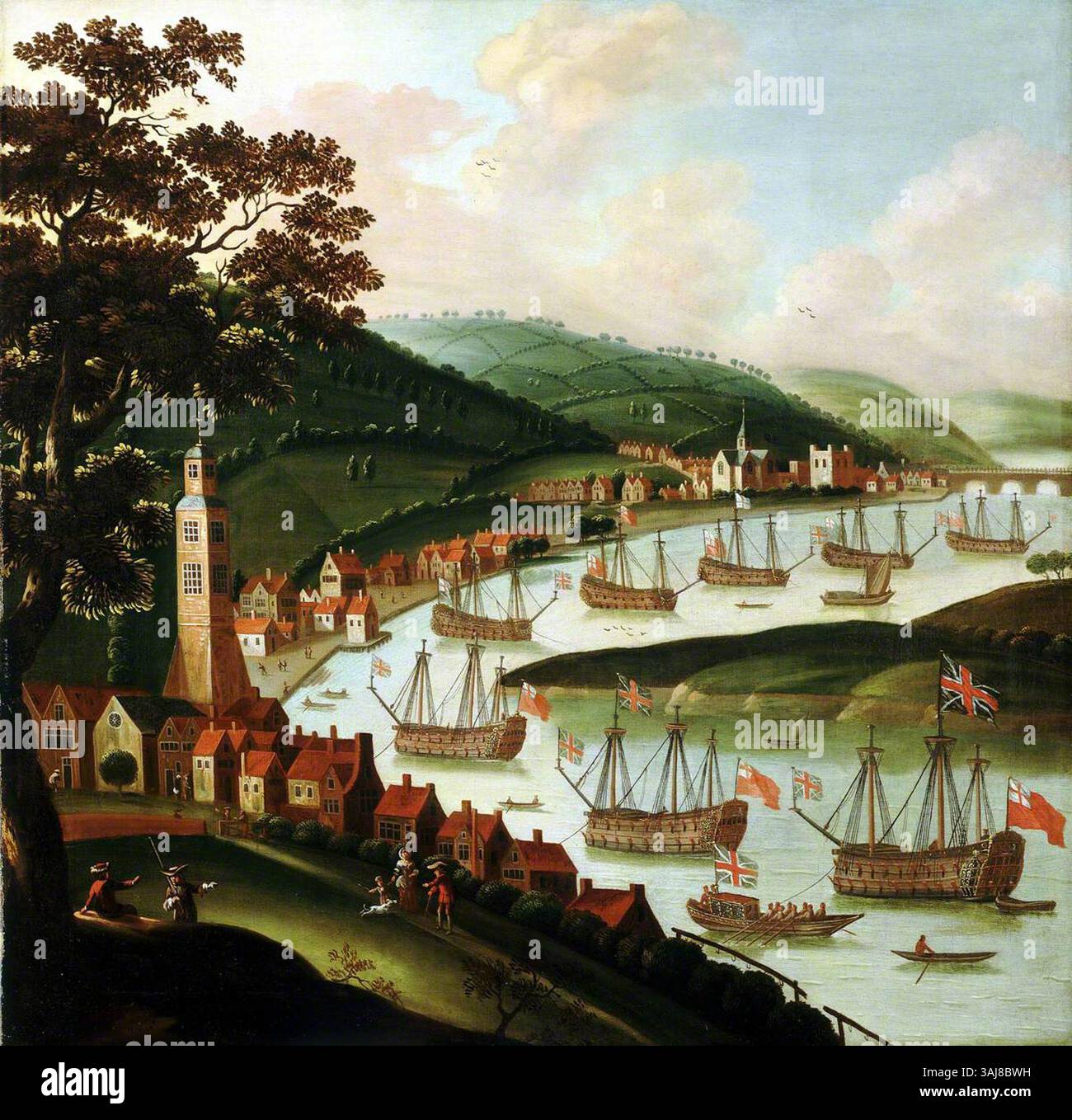 This circa 1675 painting from the Netherlandish School depicts ships ...