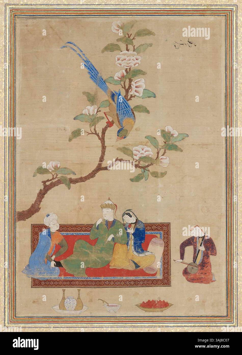 A Persian drawing from around 1450 shows a prince and lady under a ...